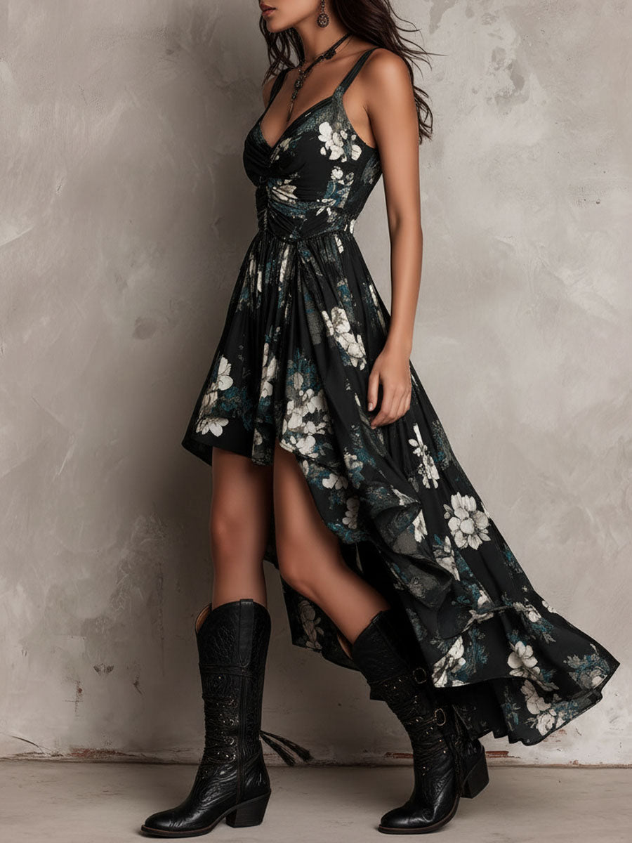 Eleonora | Trägerloses Bohemian-Maxikleid mit Blumenprint – Velina Berlin